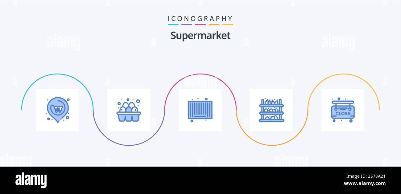Supermarket Blue 5 Icon Pack Including board. fruit. barcode ...