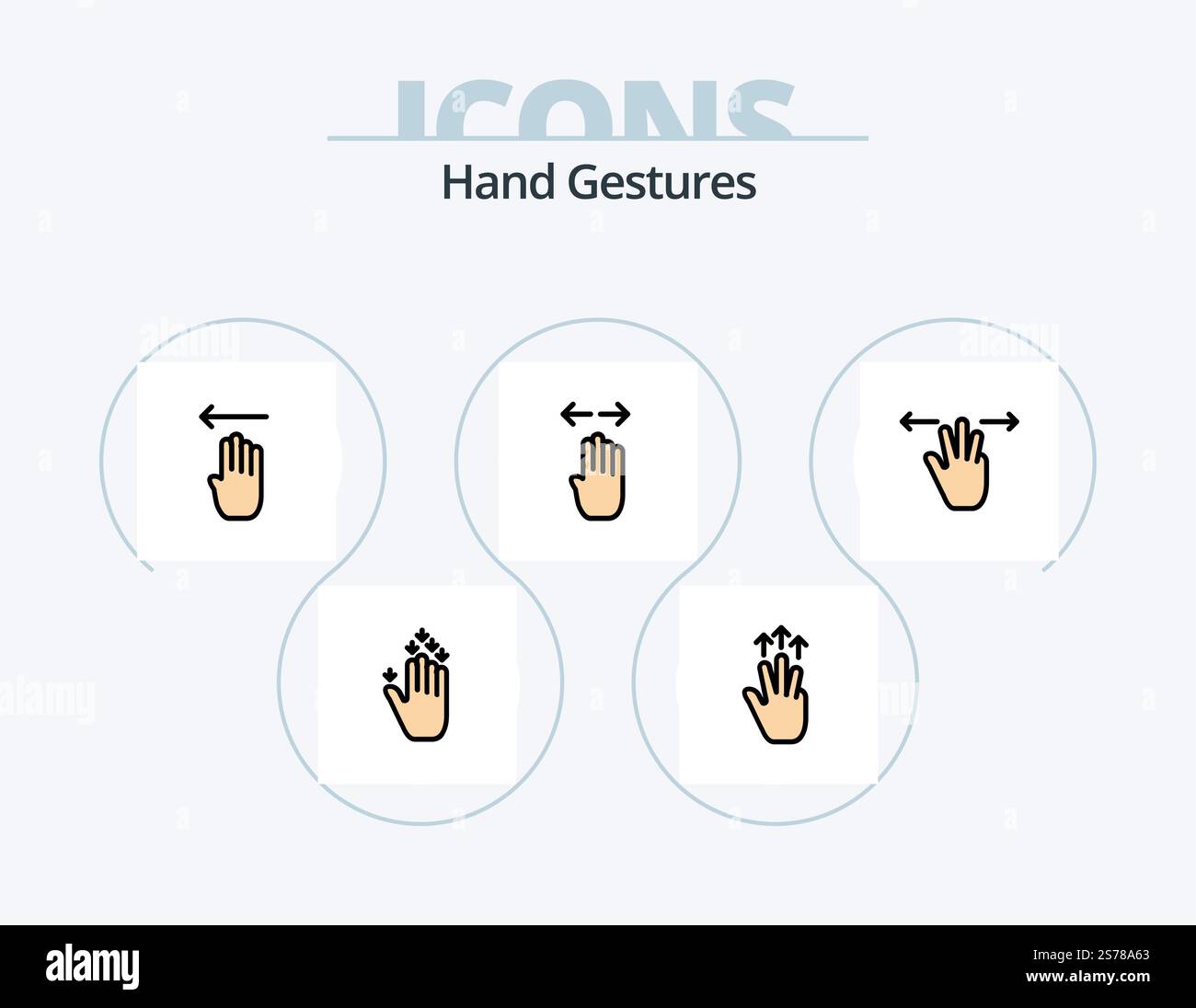 Hand Gestures Line Filled Icon Pack 5 Icon Design. . up. up. hand arrow ...