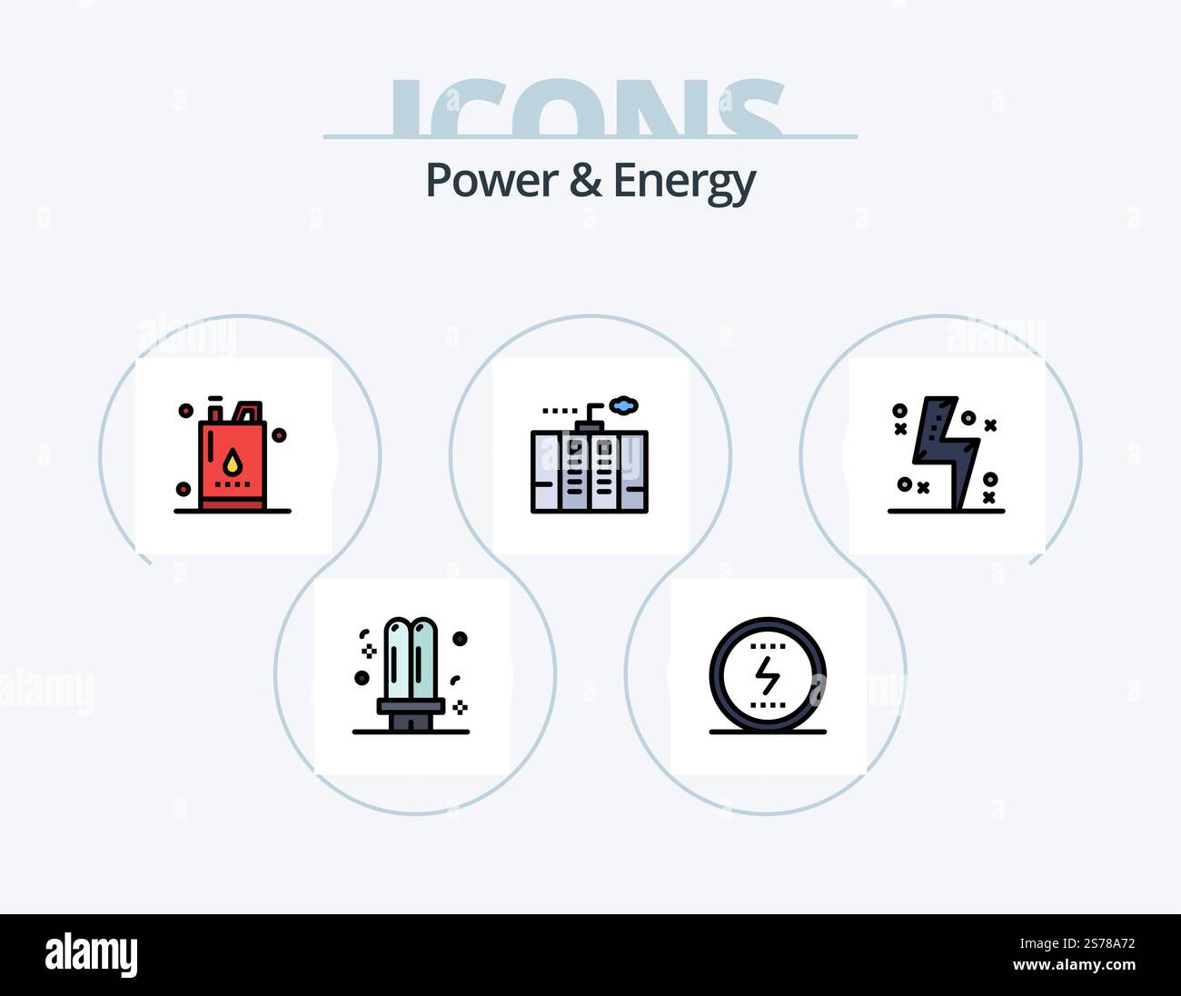 Power And Energy Line Filled Icon Pack 5 Icon Design. power. gas. power ...