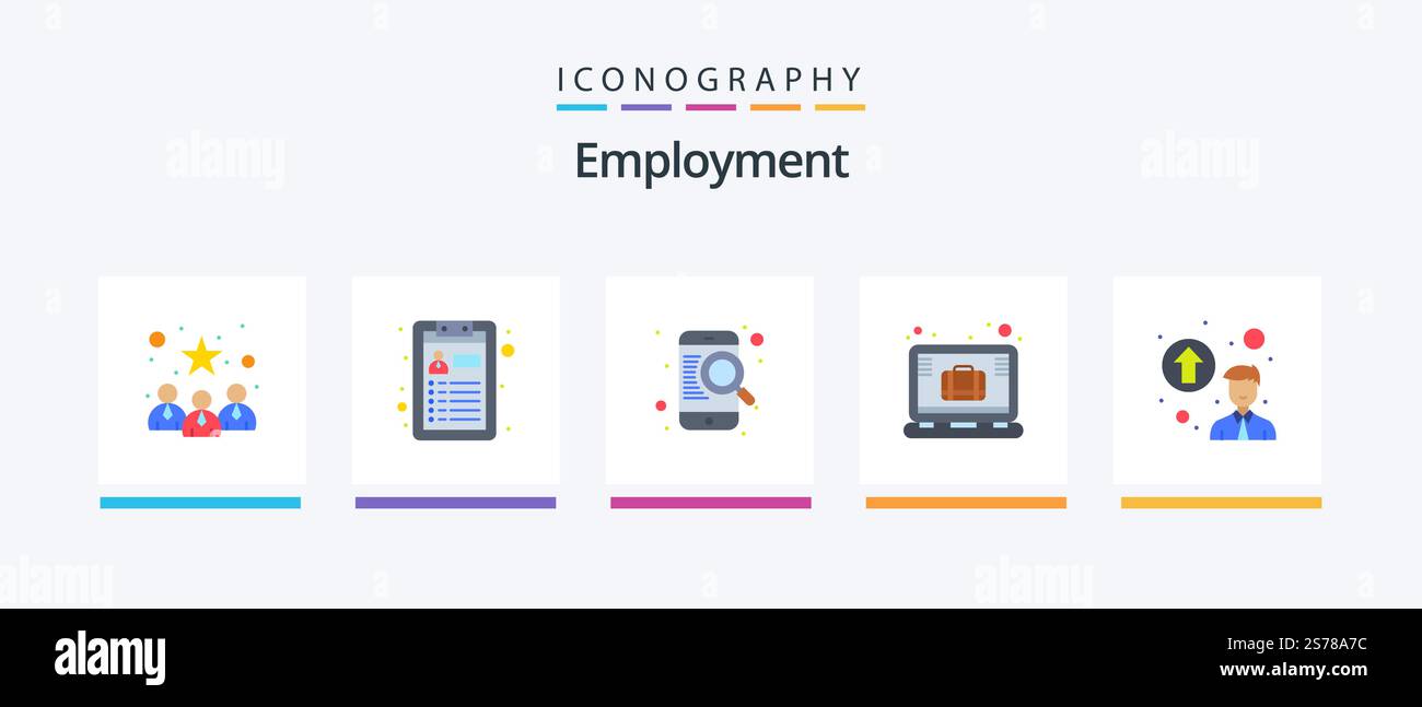 Employment Flat 5 Icon Pack Including promotion concept. personal up ...