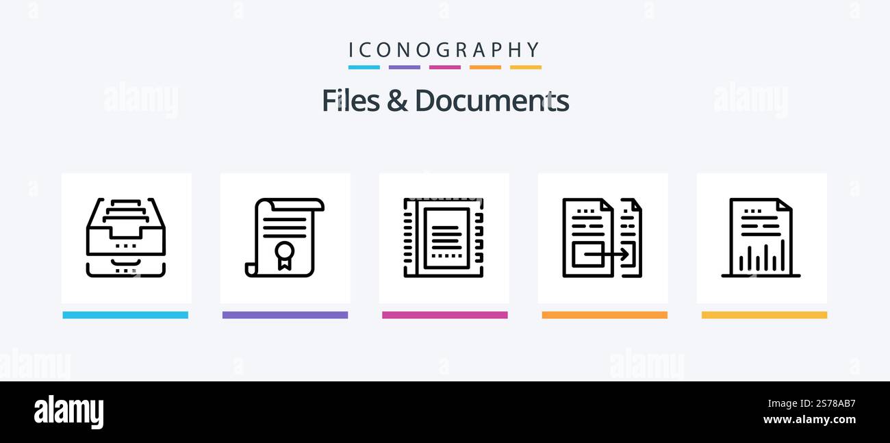 Files And Documents Line 5 Icon Pack Including document. content ...