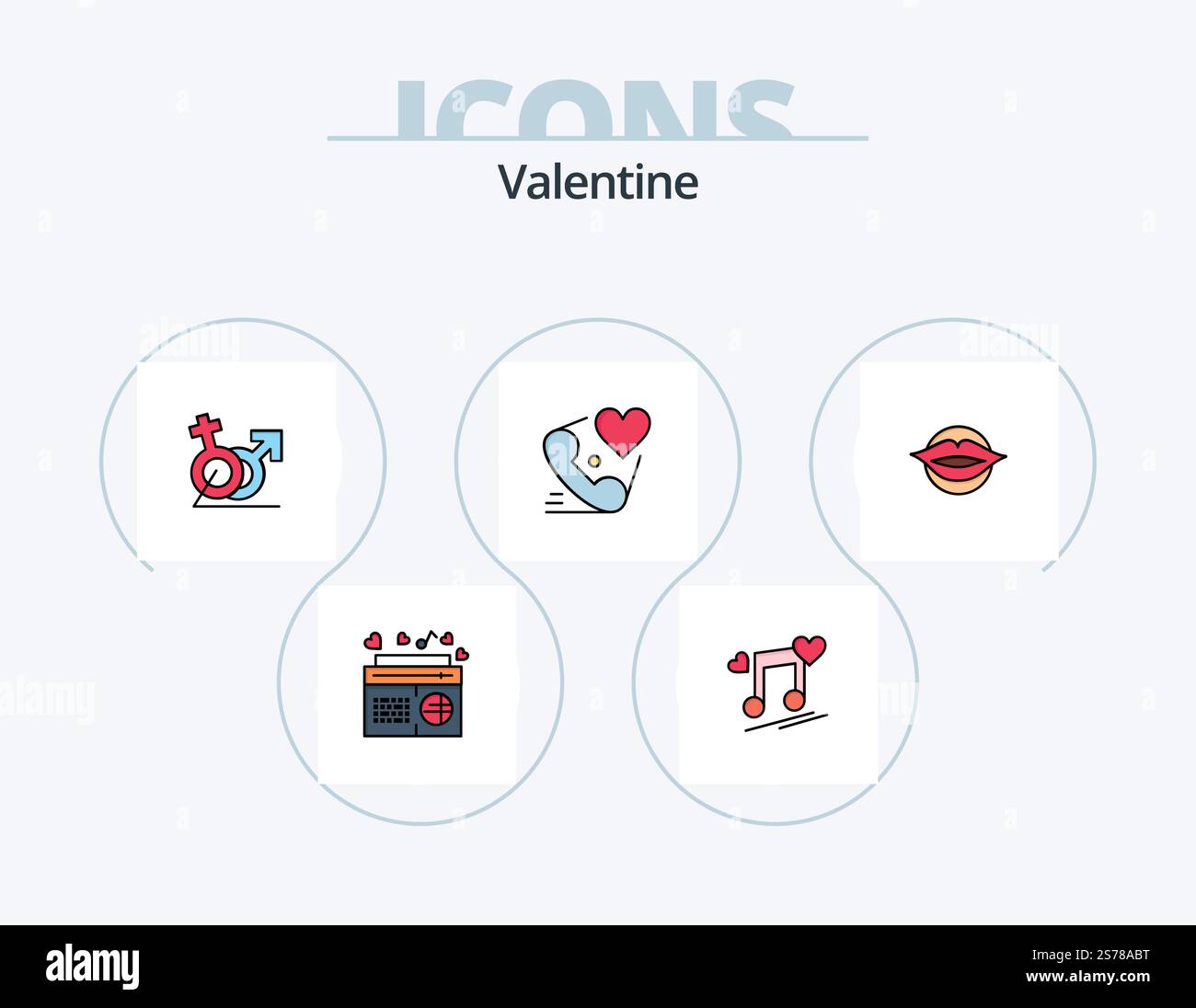 Valentine Line Filled Icon Pack 5 Icon Design. heart. day. letter ...