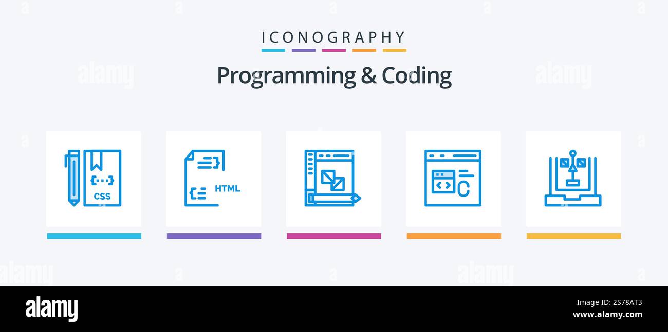 Programming And Coding Blue 5 Icon Pack Including coding. c. file. planning. development ...