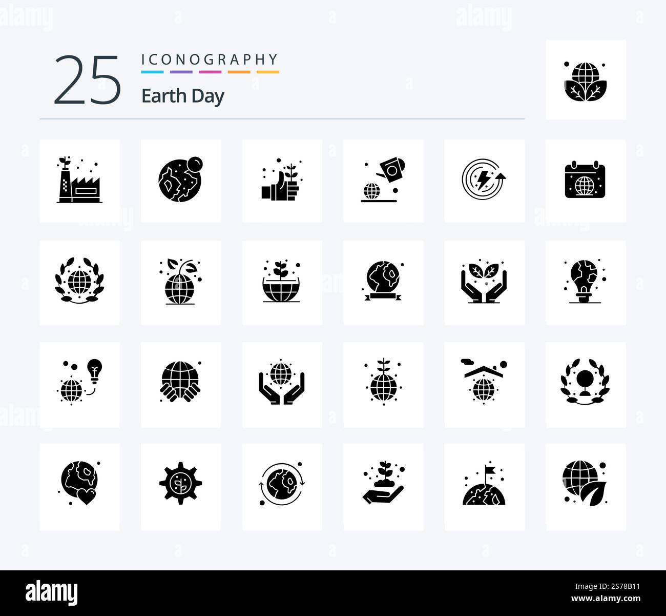 Earth Day 25 Solid Glyph icon pack including energy. earth day. day ...