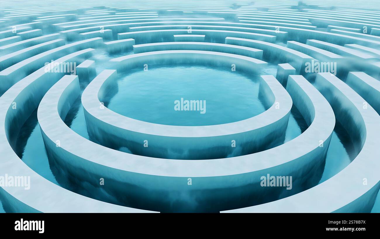 Mesmerizing Reflective Glass Maze in an Icy Landscape,Curvilinear Walls ...