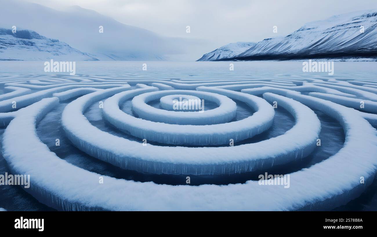 Frozen geometric maze with mesmerizing reflections and curvilinear ...