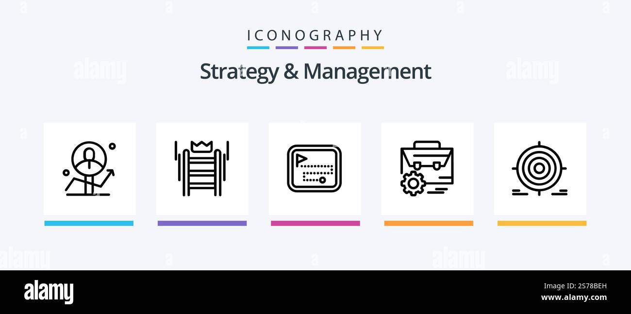 Strategy And Management Line 5 Icon Pack Including sucess. flag ...