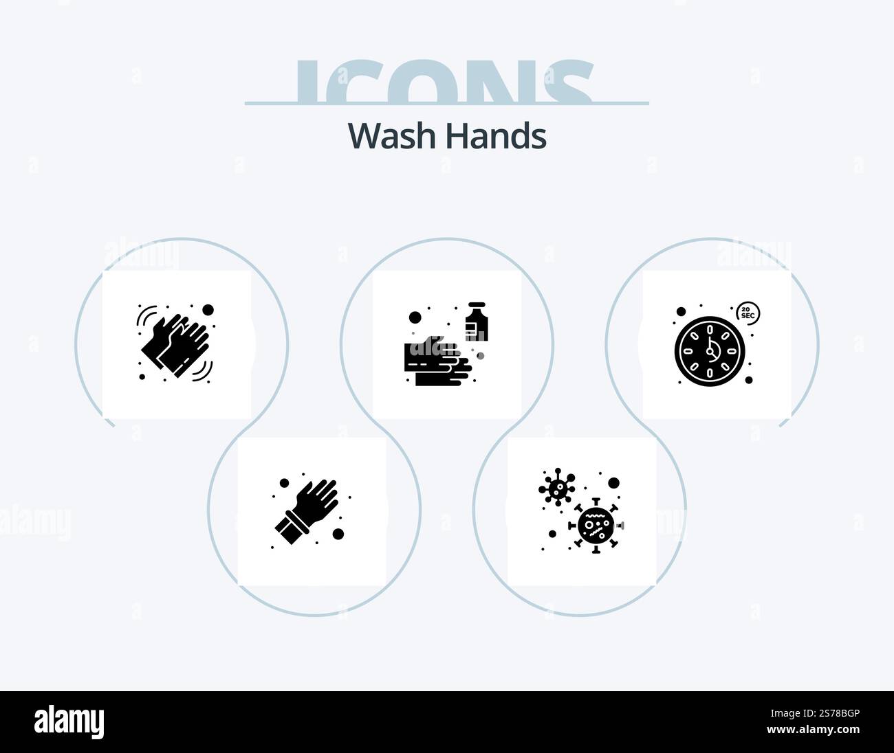 Wash Hands Glyph Icon Pack 5 Icon Design. clock. wash. medical. soap ...