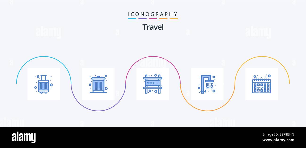 Travel Blue 5 Icon Pack Including . dates. accommodation. calendar ...