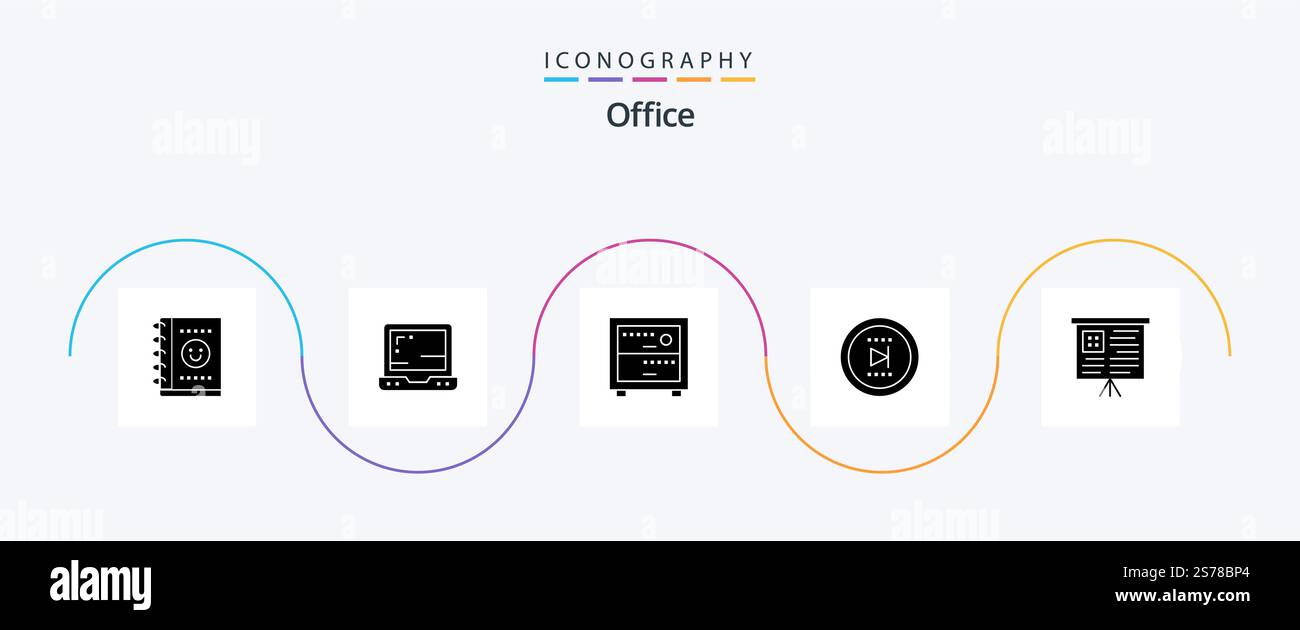 Office Glyph 5 Icon Pack Including . graph. work. chart. onward Stock ...