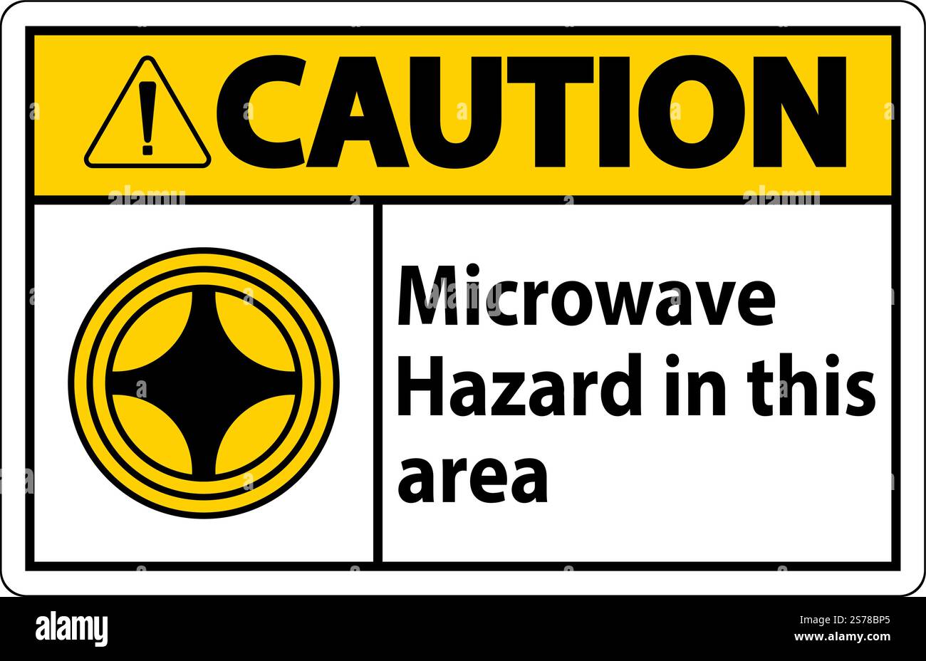 Caution Sign Microwave Hazard In This Area with Symbol Stock Vector ...