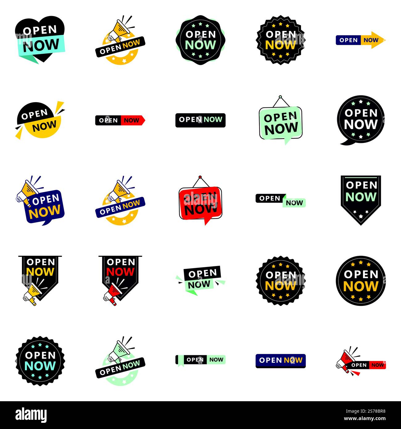 25 Open Now Signage Templates for various businesses Stock Vector Image ...