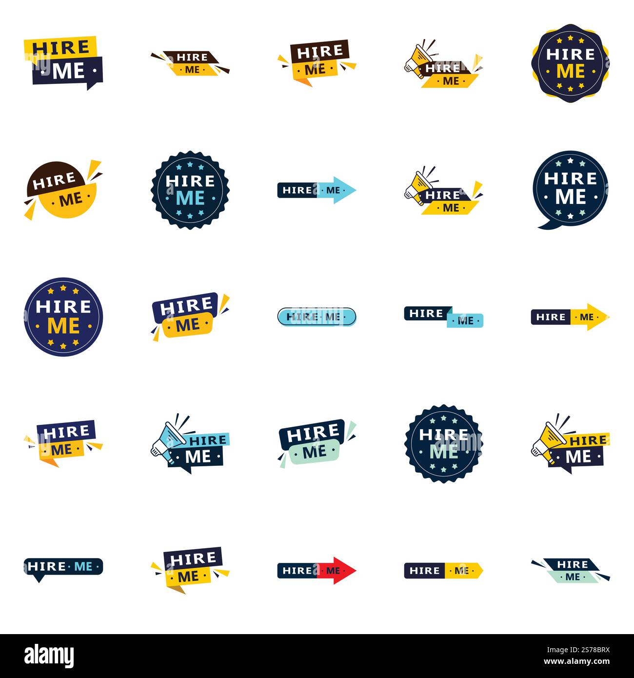 Make a Statement with Our Pack of 25 Hire Me Banners Stock Vector Image ...