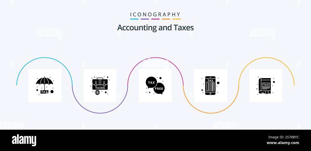 Taxes Glyph 5 Icon Pack Including payment. internet banking. case ...