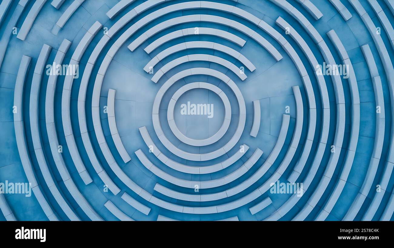 Top view of a transparent maze with curving,symmetrical paths enhanced ...