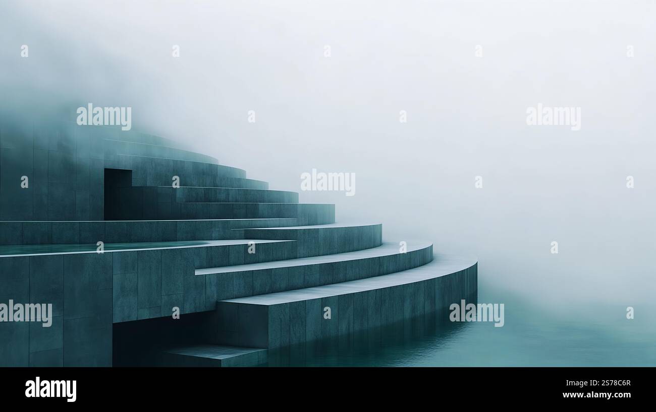 Surreal curvilinear glass maze with mist rolling through,an of mystery ...
