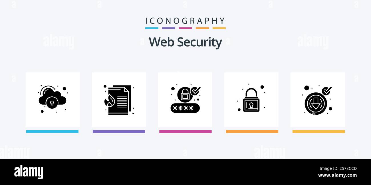 Web Security Glyph 5 Icon Pack Including down. check. account. security. lock. Creative Icons ...