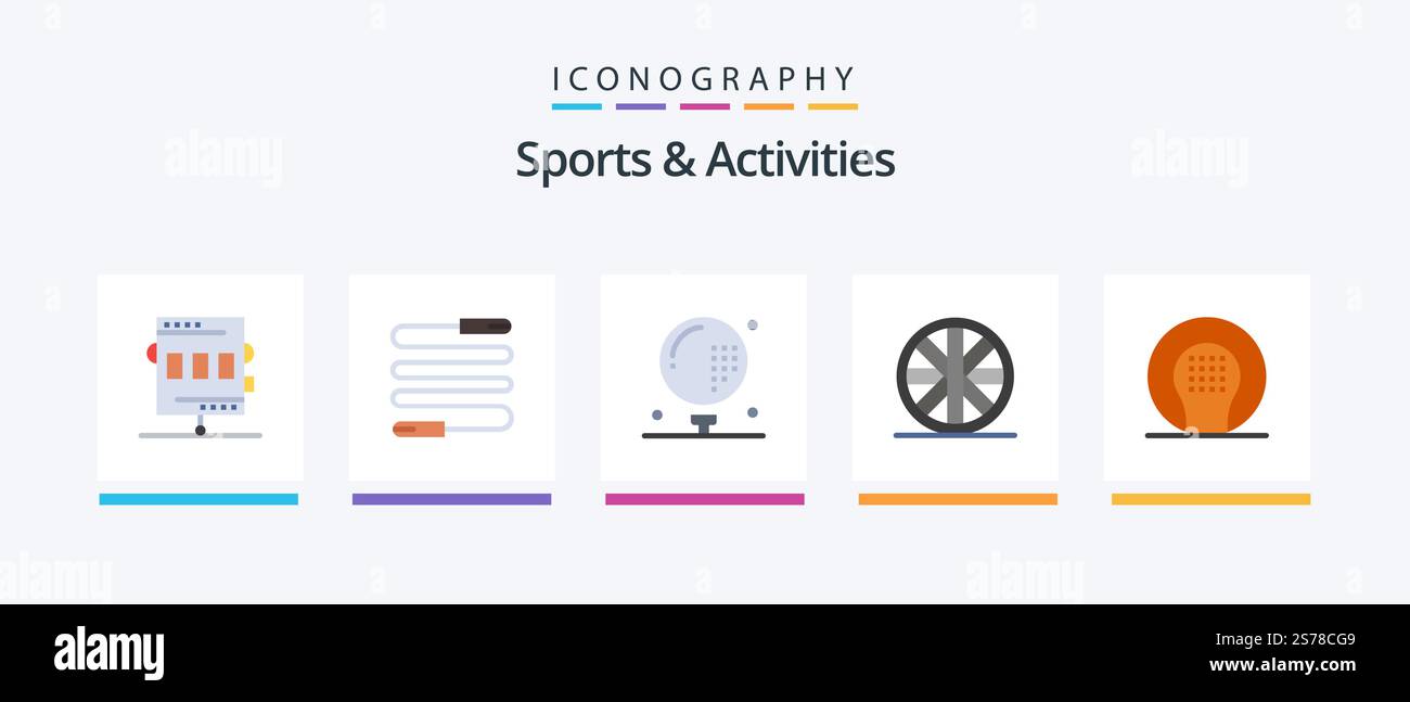 Sports and Activities Flat 5 Icon Pack Including athletics. wheel ...