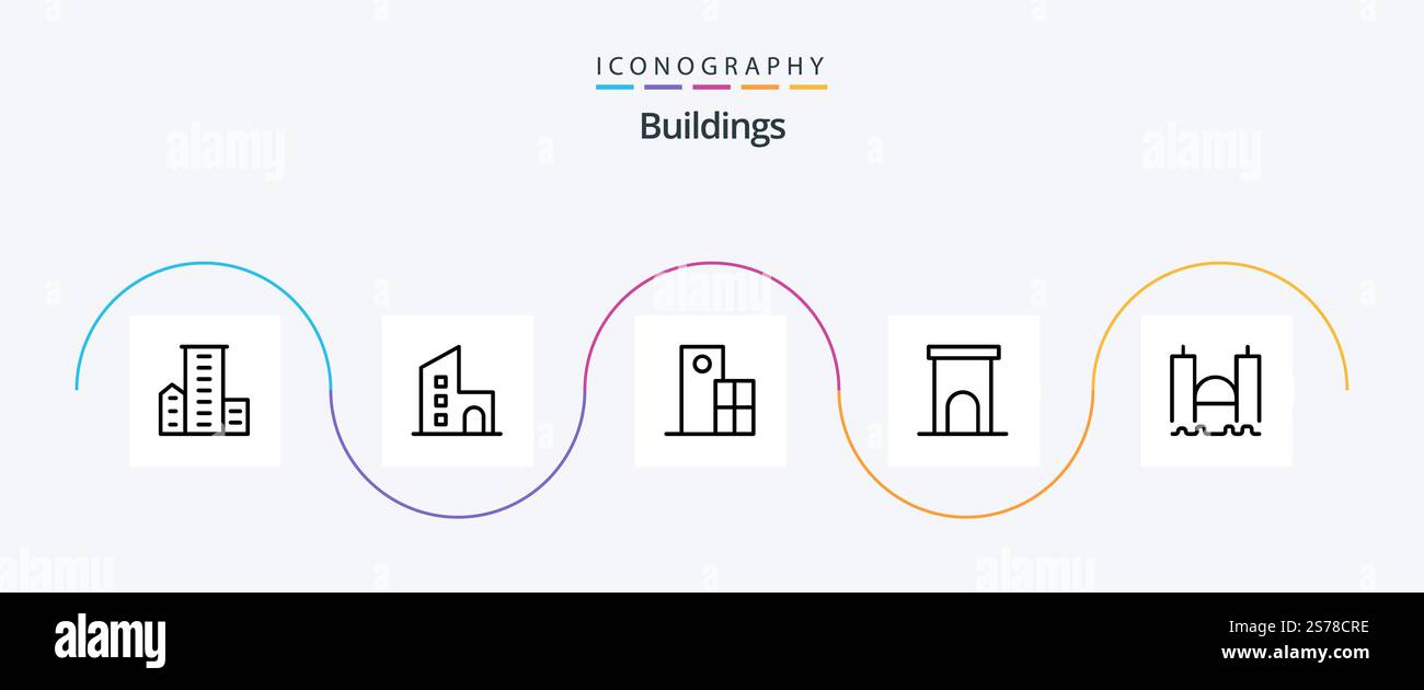 Buildings Line 5 Icon Pack Including house. architecture. modern ...