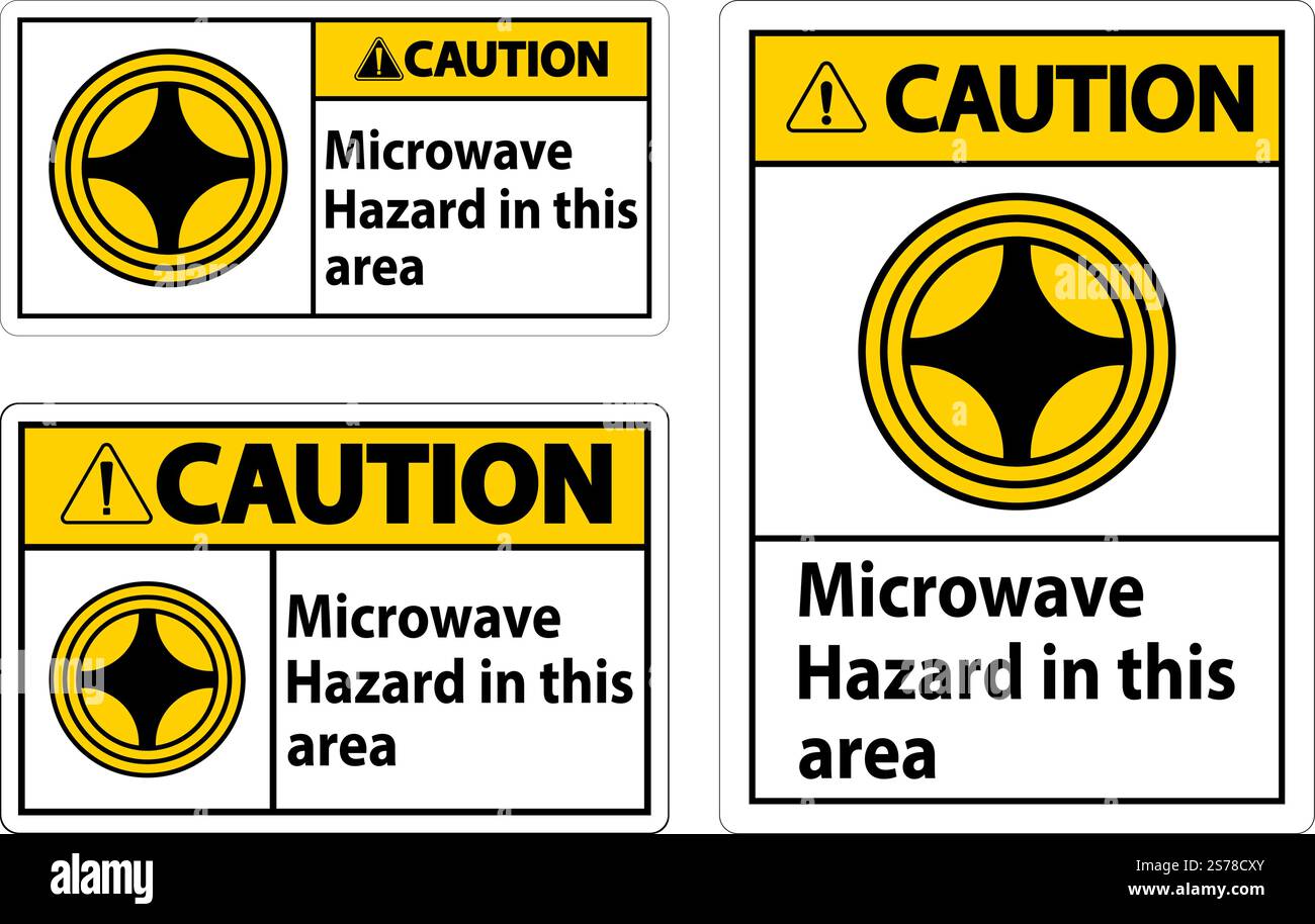 Caution Sign Microwave Hazard In This Area with Symbol Stock Vector ...