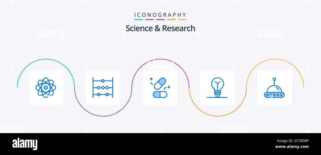 Science Blue 5 Icon Pack Including . ufo. tablets. space. process Stock ...