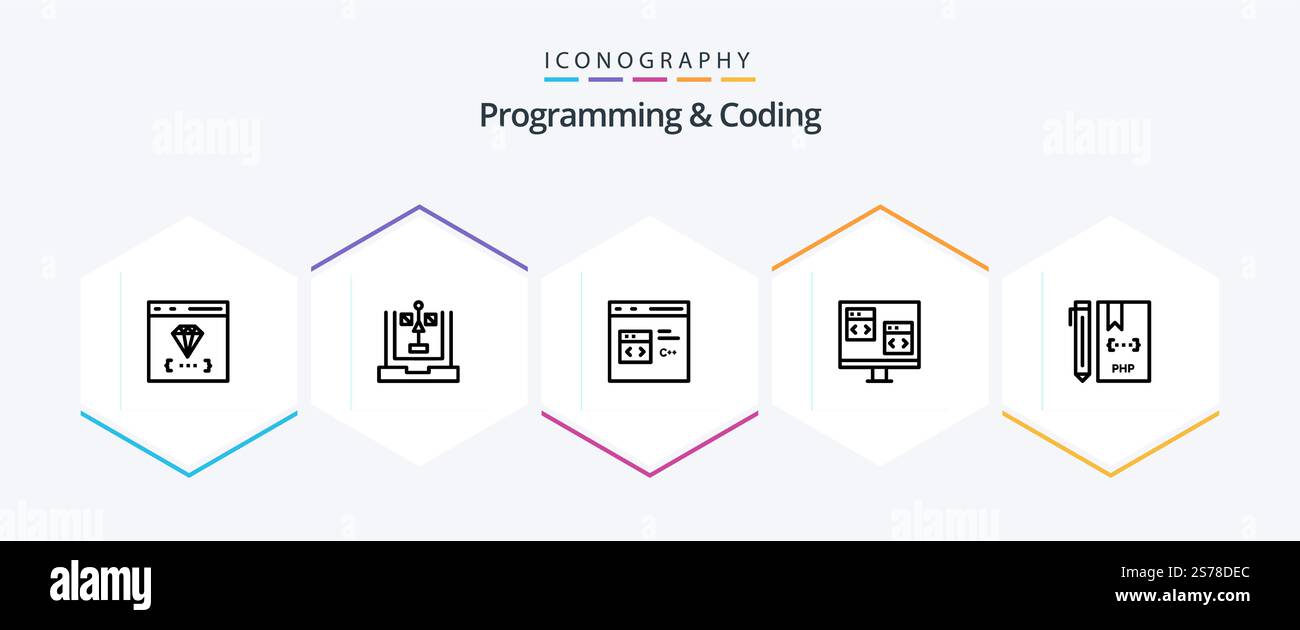 Programming And Coding 25 Line icon pack including computer. app. flowchart. development. coding ...
