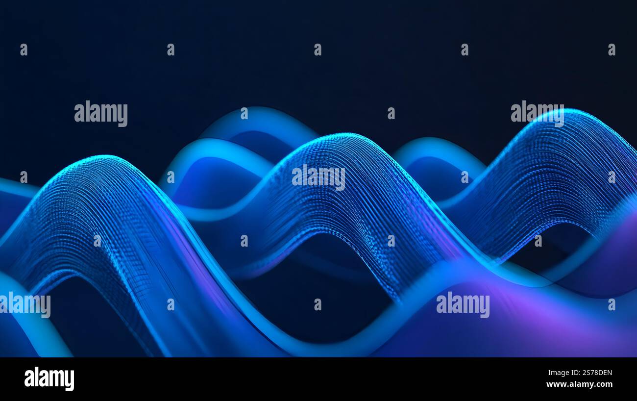 Stunning dynamic wave shapes in soft blue tones,with a fluid and ...