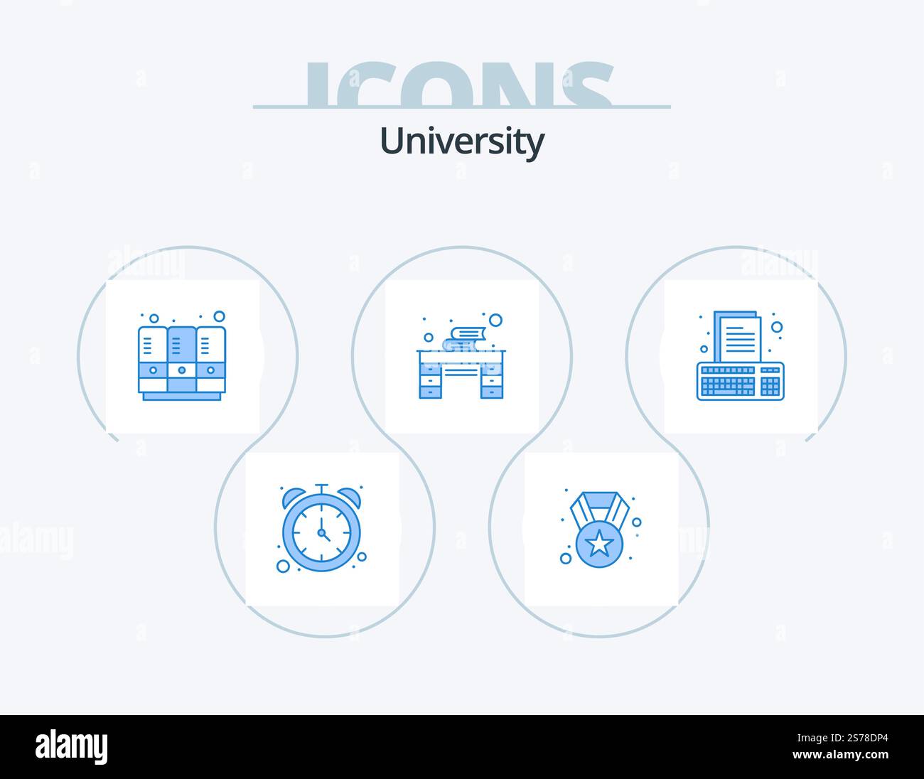 University Blue Icon Pack 5 Icon Design. compose. books. school lockers ...