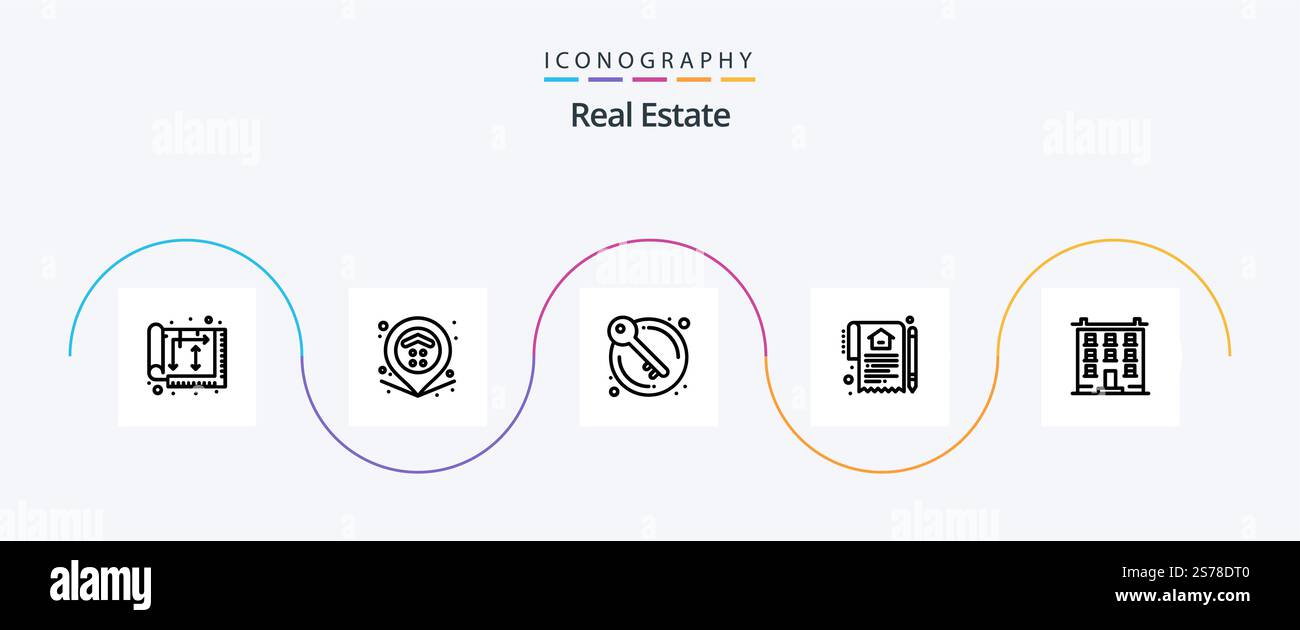 Real Estate Line 5 Icon Pack Including contract. house. estate. home ...