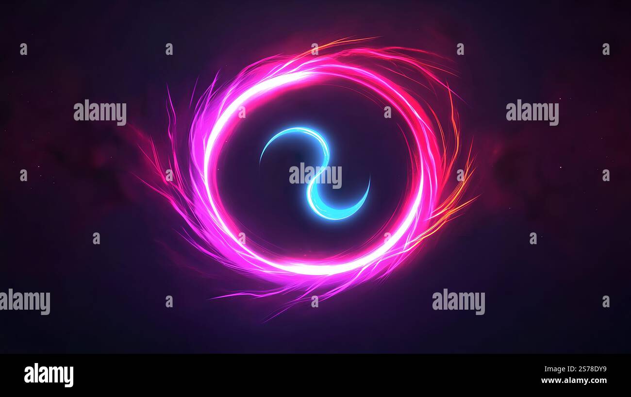 Fiery Yin-Yang Swirl:A Cosmic Dance of Balance and Harmony. Captivating abstract depicting a ...