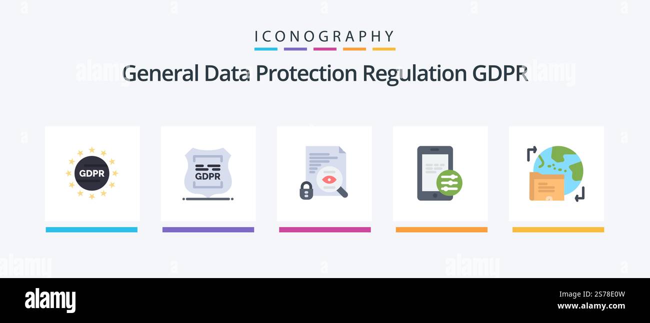 Gdpr Flat 5 Icon Pack Including world. security. private. mobile. surveillance. Creative Icons ...