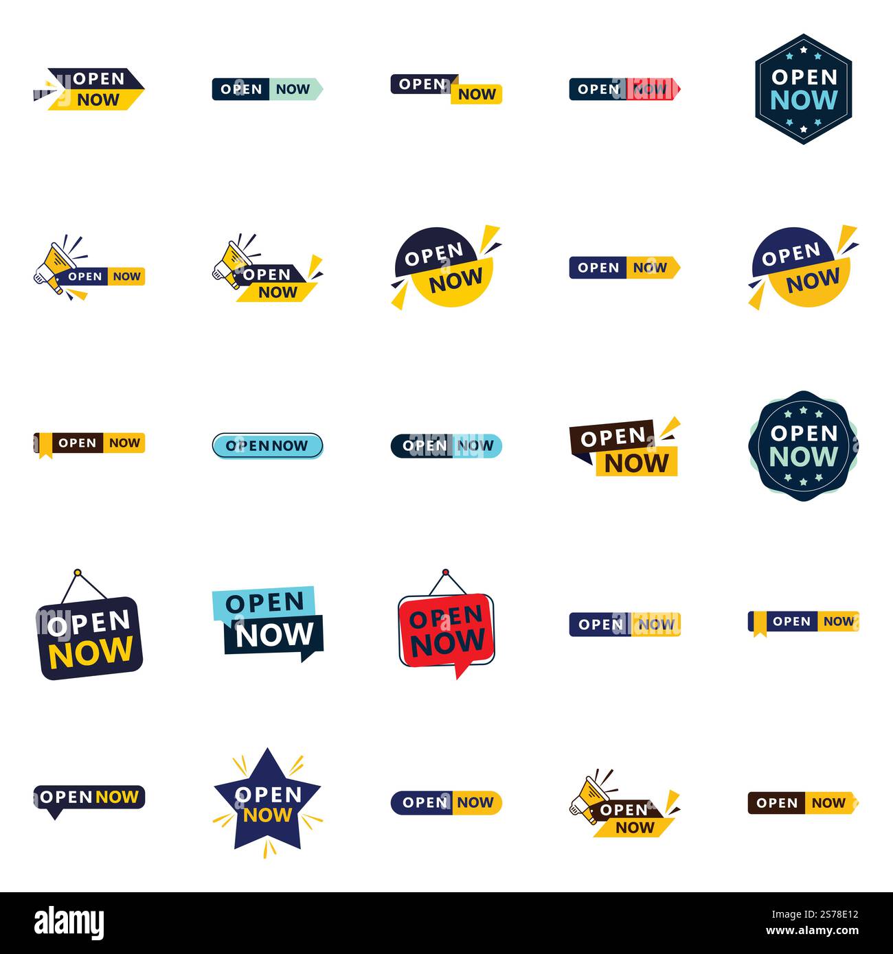 Notice now open template hi-res stock photography and images - Alamy