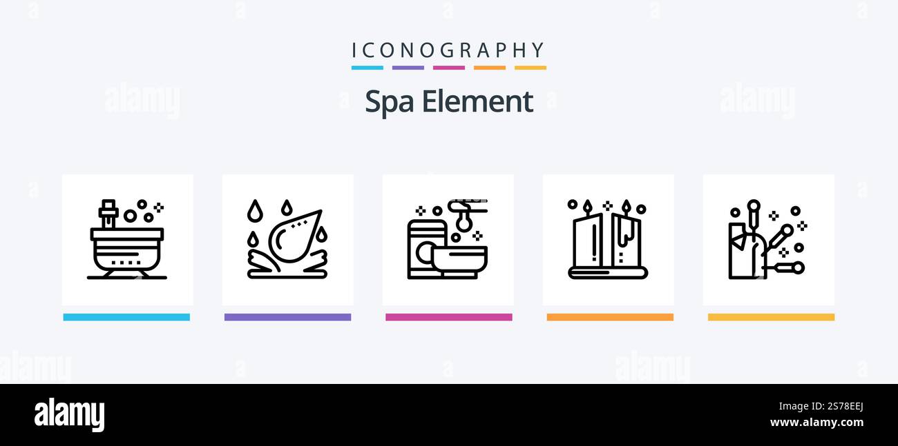 Spa Element Line 5 Icon Pack Including effect. spoon. mask. scoop. spa ...