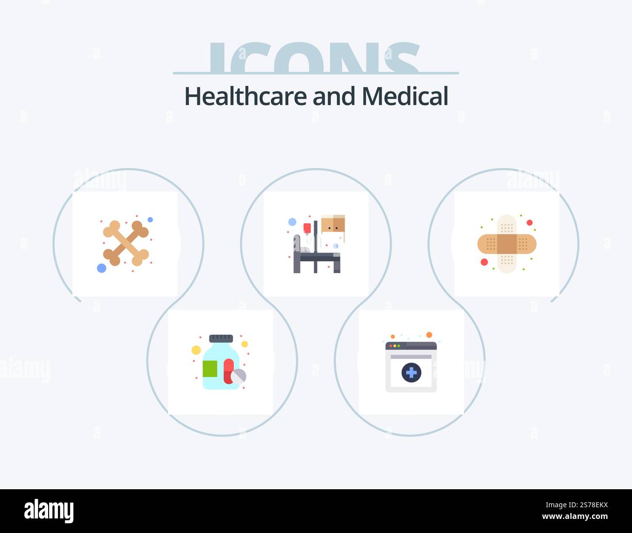 Medical Flat Icon Pack 5 Icon Design. . injury. skeleton. bandage. room ...
