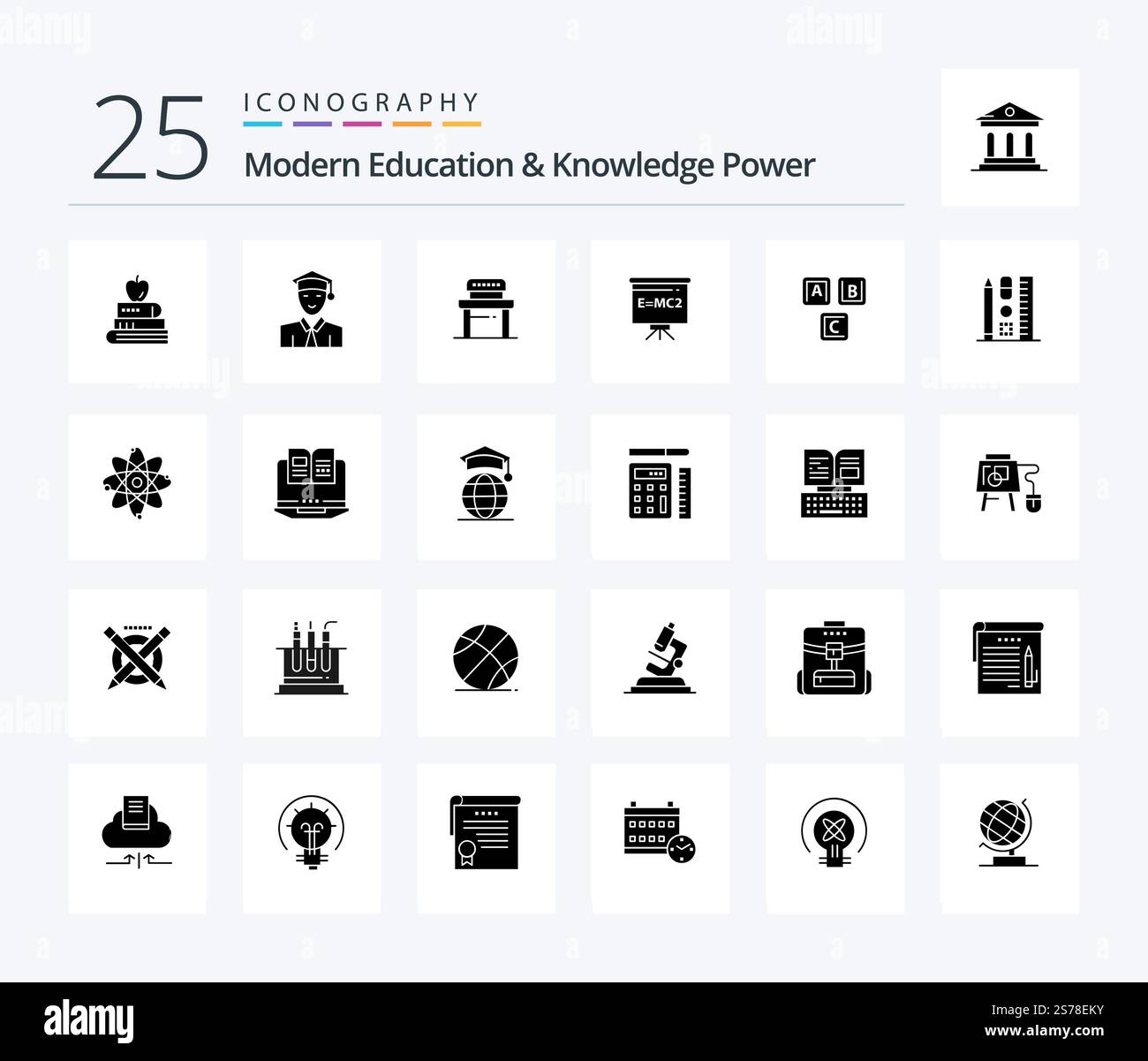 Modern Education And Knowledge Power 25 Solid Glyph icon pack including ...