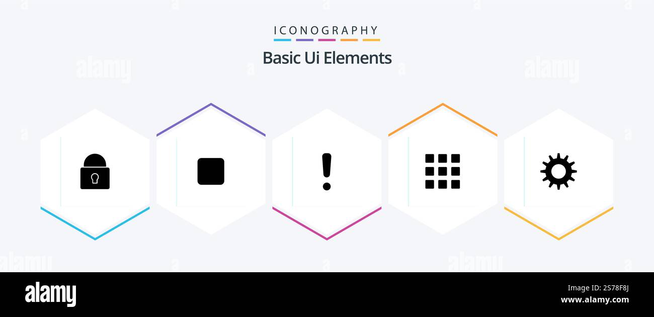Basic Ui Elements 25 Glyph icon pack including setting. cog. danger ...