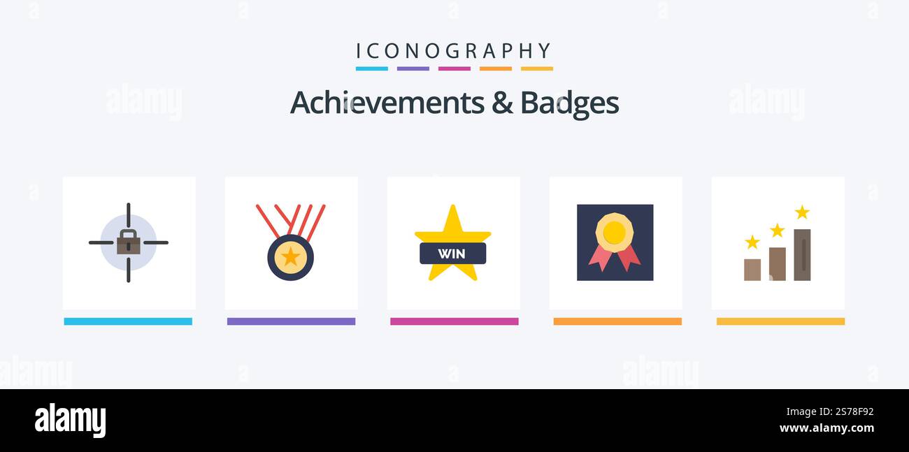 Achievements and Badges Flat 5 Icon Pack Including performance ...
