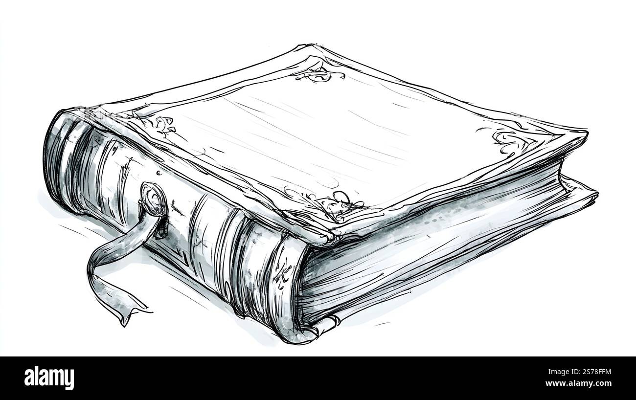 Detailed concept art of an enchanted book with glowing pages and intricate,ornate covers ...