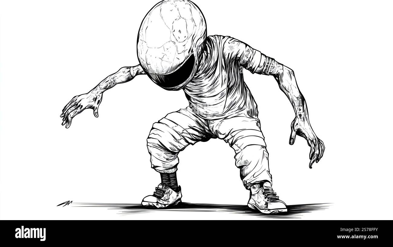 Minimalist sketch of a peculiar,otherworldly humanoid alien figure with ...