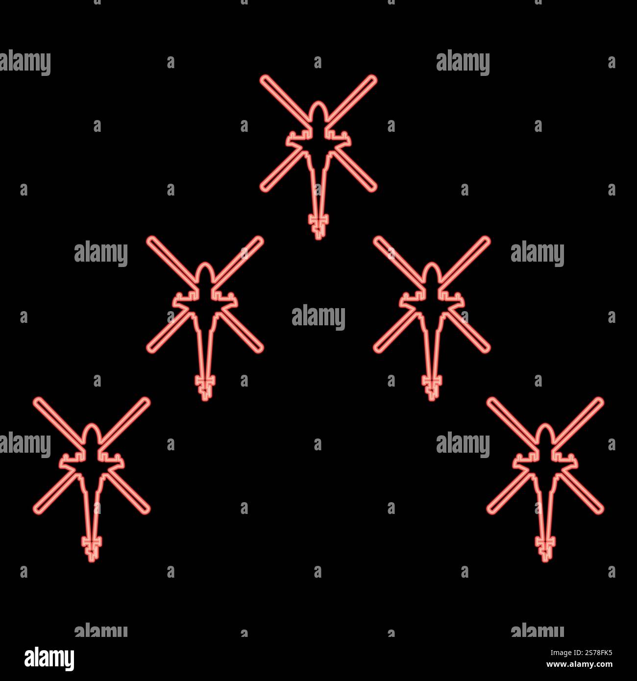 Neon group of combat helicopters military concept chopper in air army ...