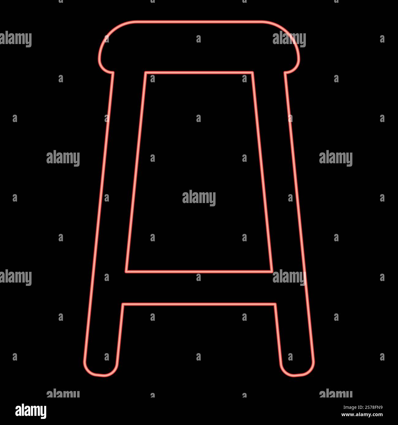 Neon stool red color vector illustration image flat style light. Neon ...