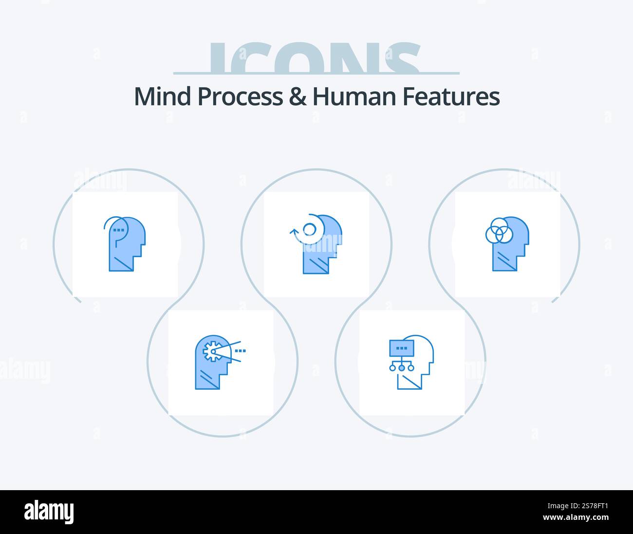 Mind Process And Human Features Blue Icon Pack 5 Icon Design. human ...