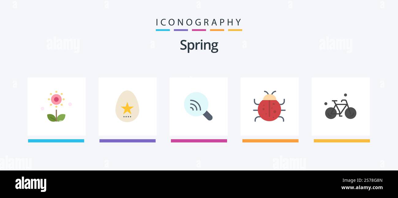 Spring Flat 5 Icon Pack Including spring. ladybug. spring. insect ...