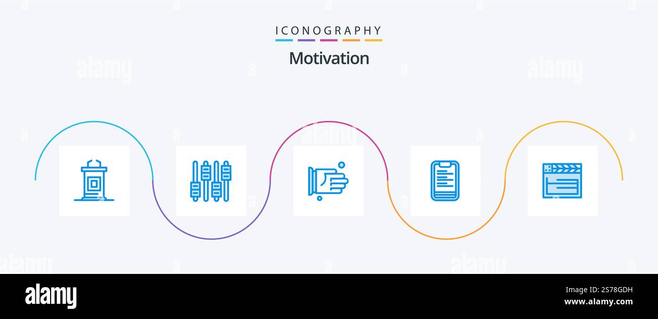 Motivation Blue 5 Icon Pack Including movie. motivation. hand. board ...
