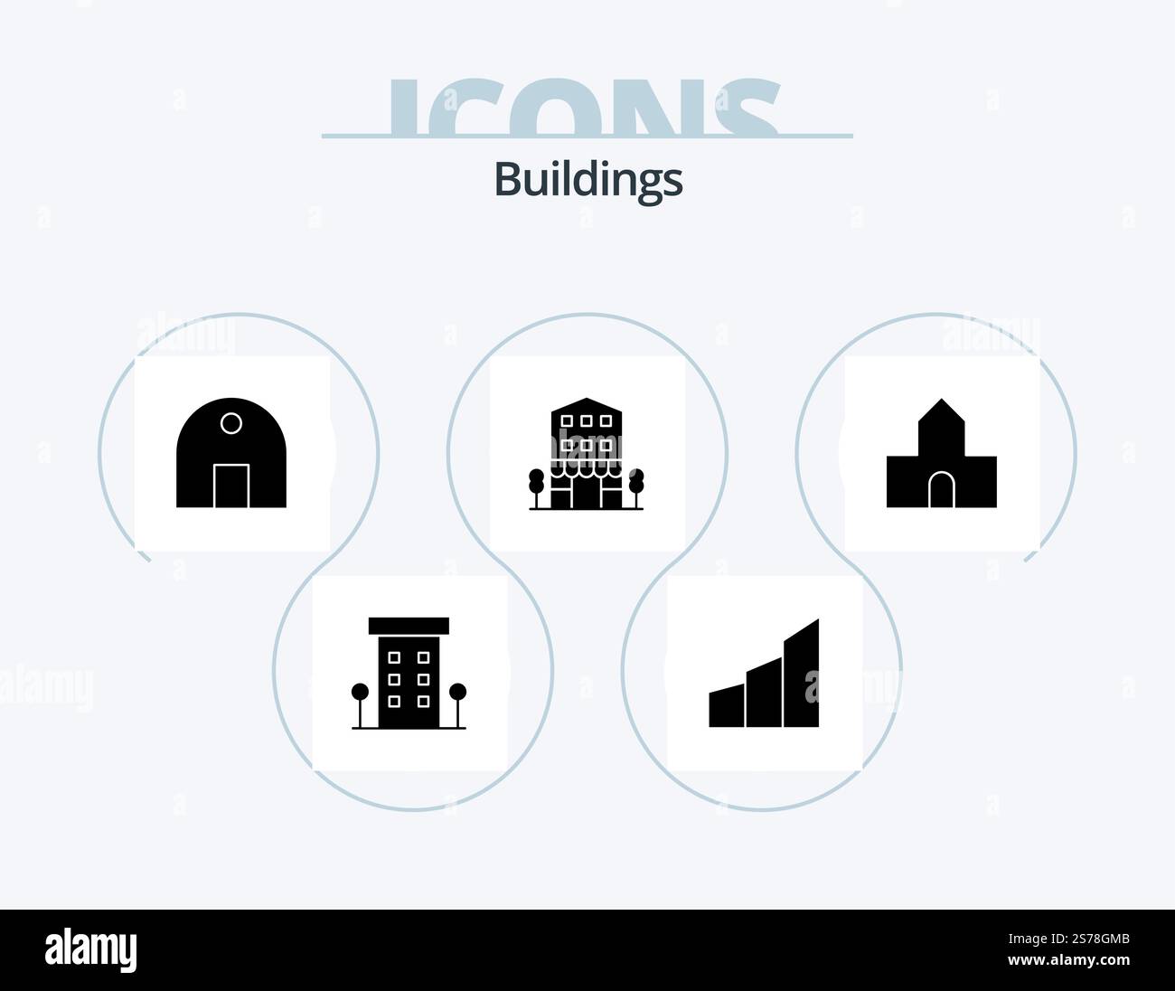 Buildings Glyph Icon Pack 5 Icon Design. retail. buildings. modern ...