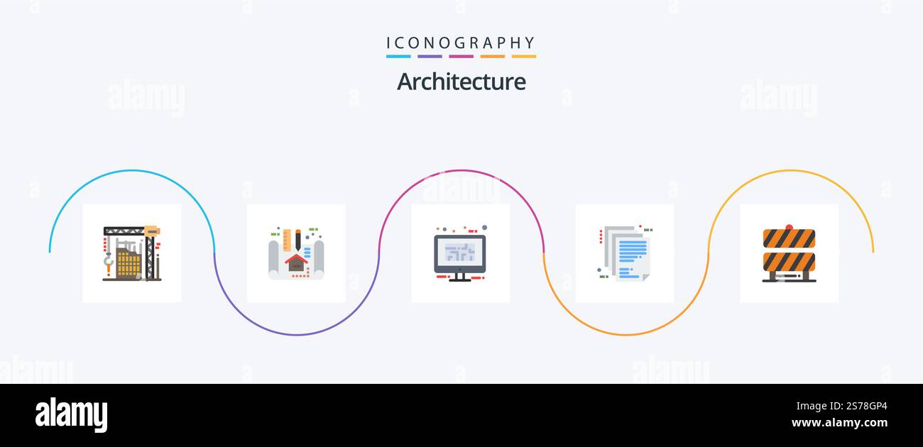 Architecture Flat 5 Icon Pack Including file. document. scheme ...