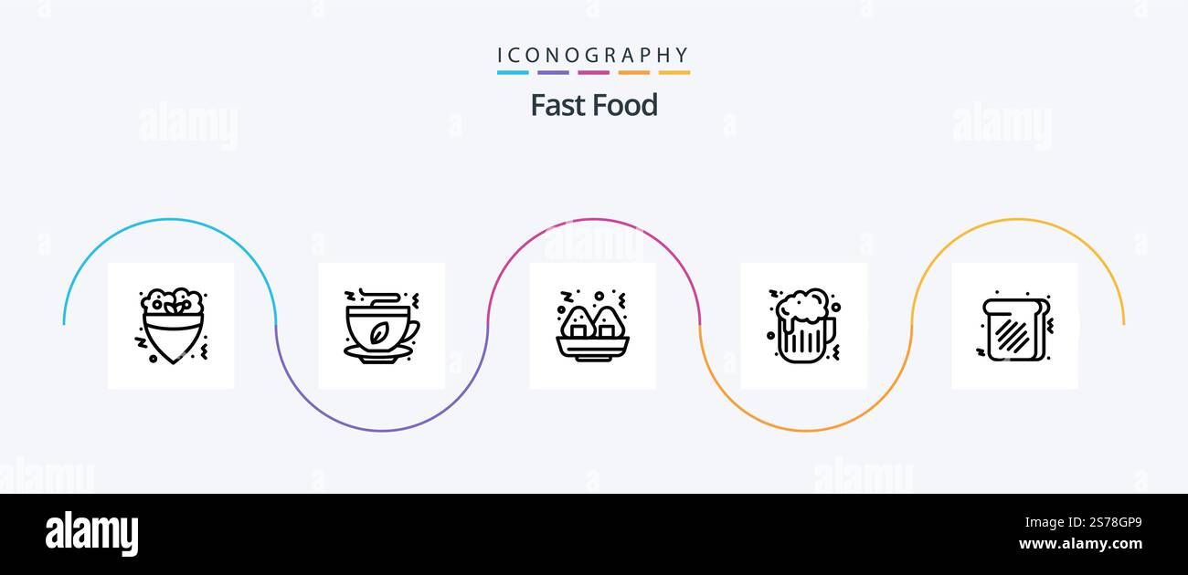 Fast Food Line 5 Icon Pack Including . food. food. sweet. food Stock ...