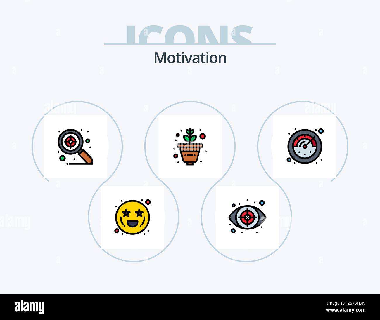 Motivation Line Filled Icon Pack 5 Icon Design. eye. target. clipboard. goal. task Stock Vector ...