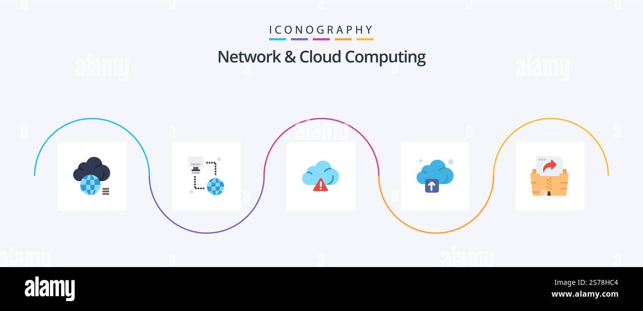 Network And Cloud Computing Flat 5 Icon Pack Including folder ...