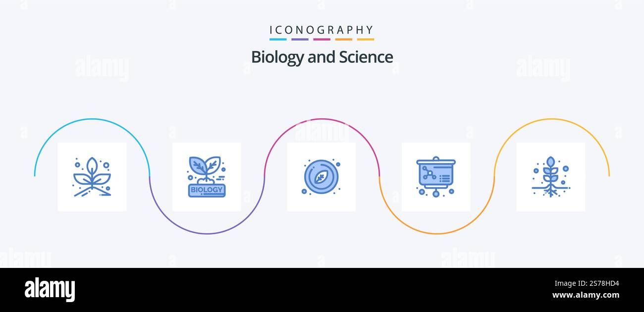 Biology Blue 5 Icon Pack Including roots. plant. circle. molecule ...